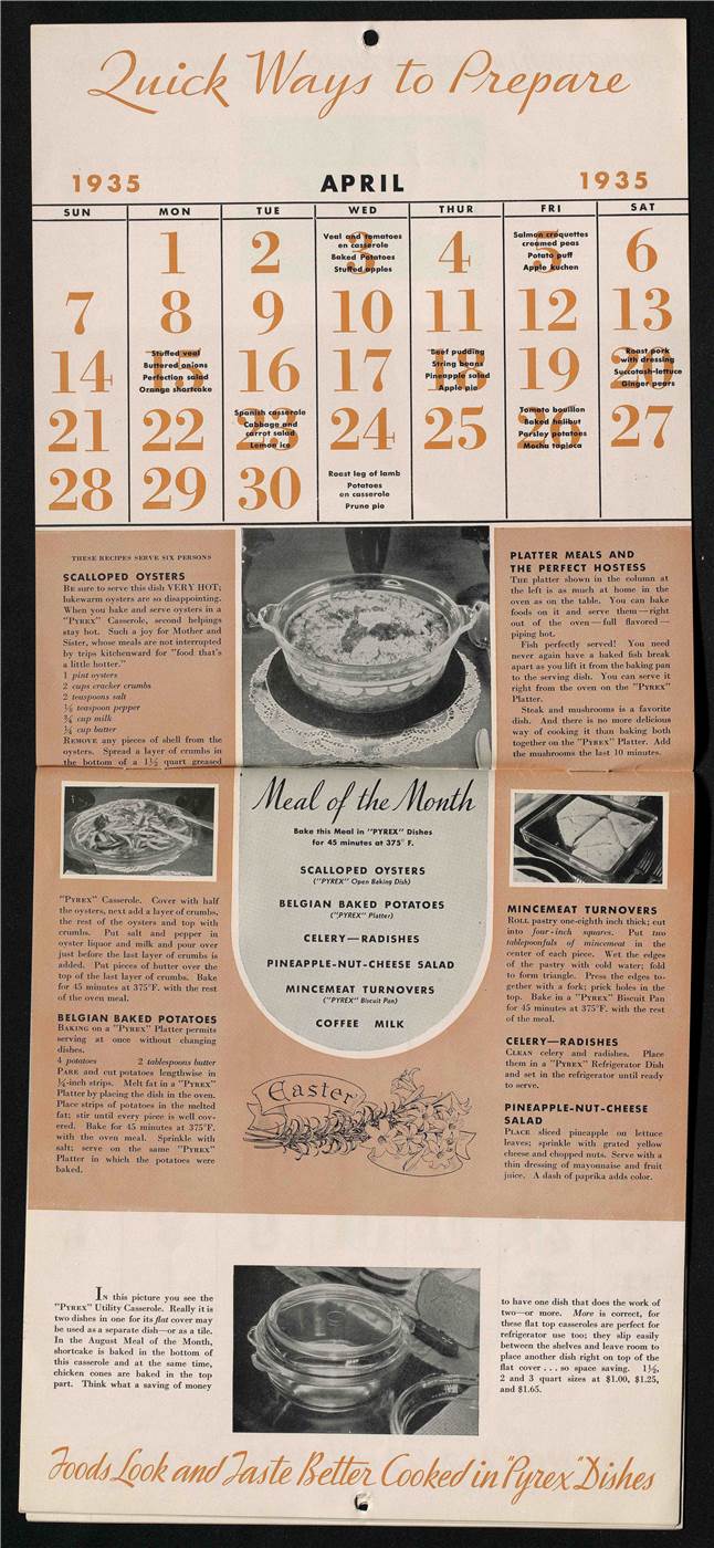 1934 Pyrex Calendar - Shiny, Happy Pyrex People
